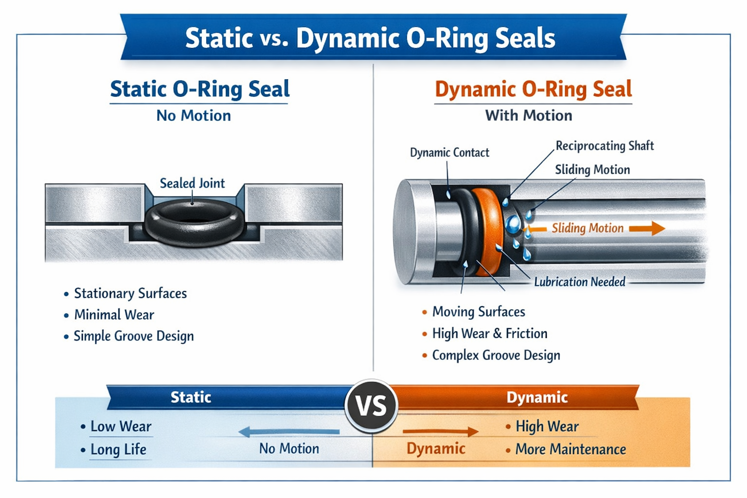What Is the Difference Between Static and Dynamic O-Ring Seals? - Henan ...